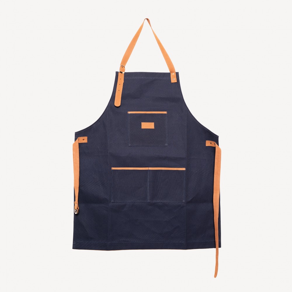 Aprons : Adelphi Navy Blue Trim Hard-Wearing Apron, Unisex,