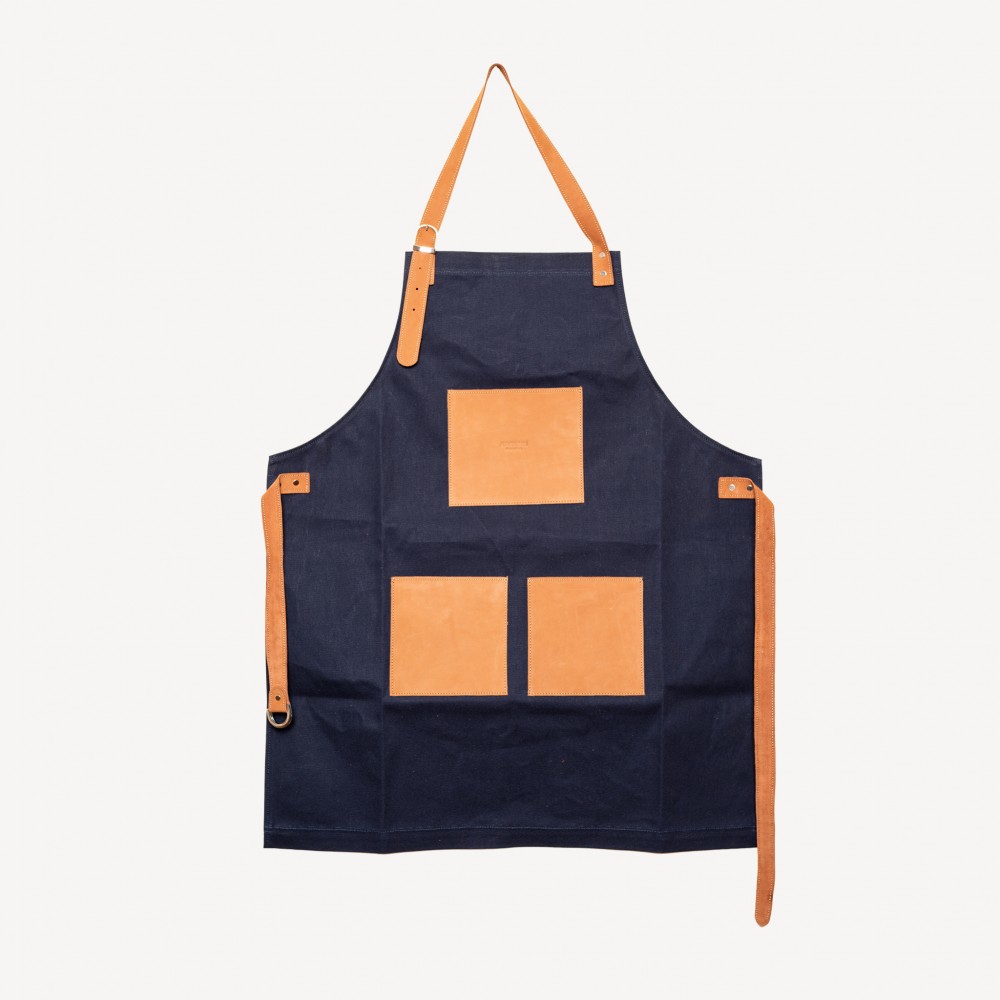 Aprons : Adelphi Navy Blue Hard-wearing Canvas Apron, Unisex,