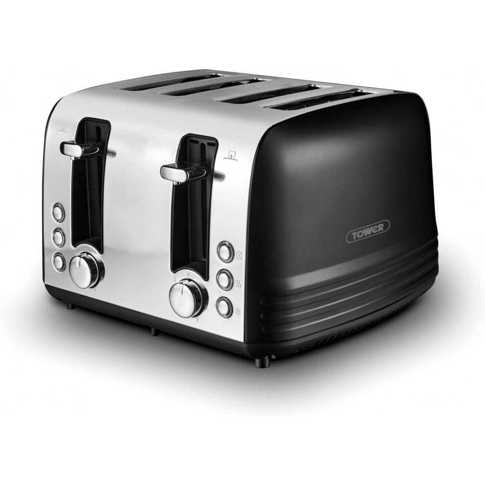 Toasters : Tower Ash 4-Slice Toaster with Dual Controls,