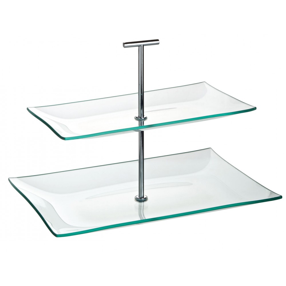 Serveware : Utopia Aura 2 Tiered Rectangular Glass Plate,