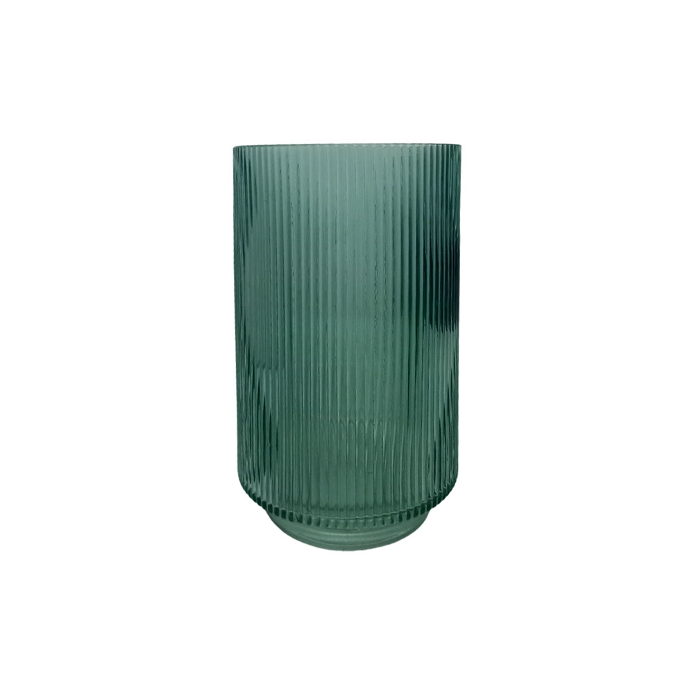 Vases, Pots & Planters : Dunelm Ribbed Glass Vase, Green,