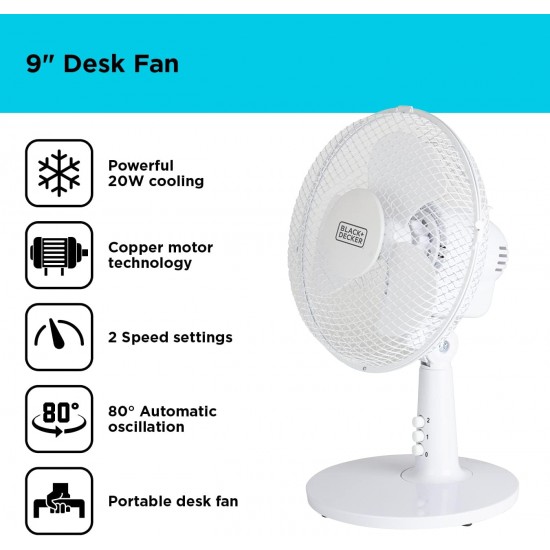 Home Electronics : Black and Decker 9 Inch Desk Fan with ...