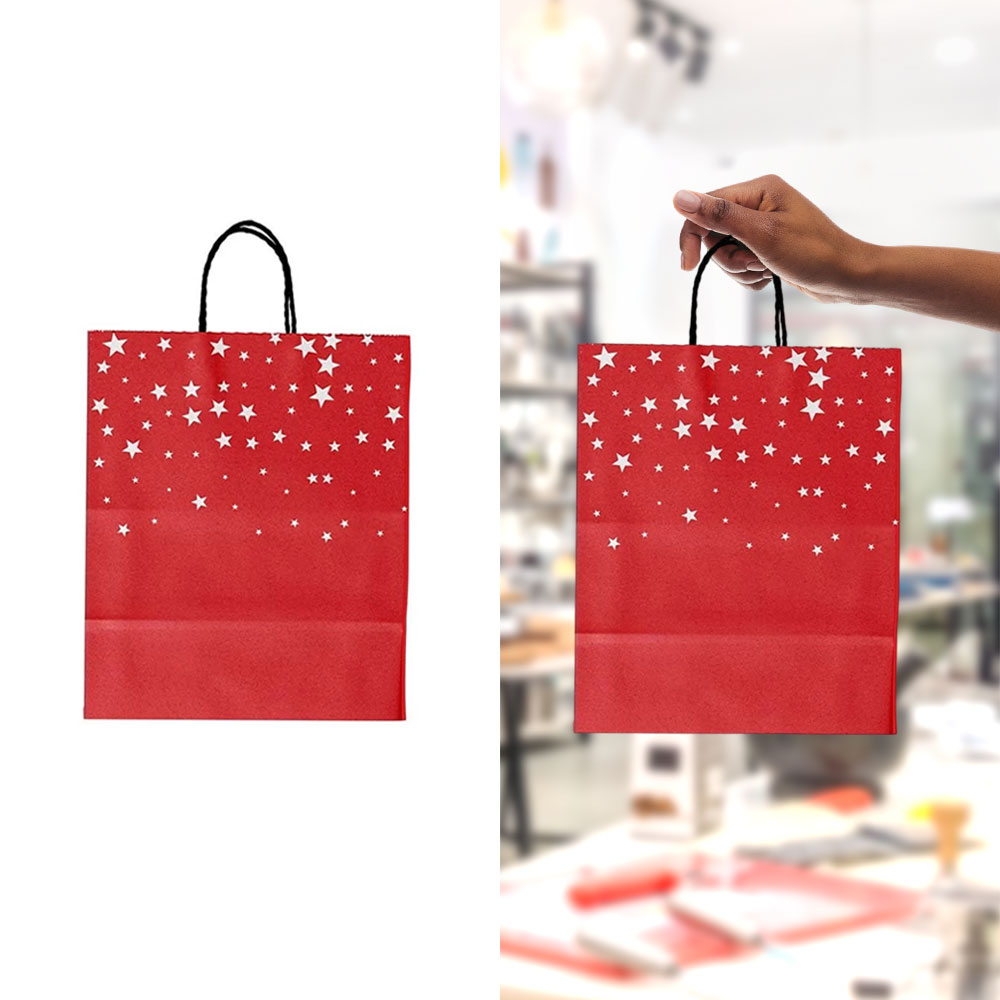 Gift for Him : VZ Red Paper Gift Bags with White Star Patterns ...