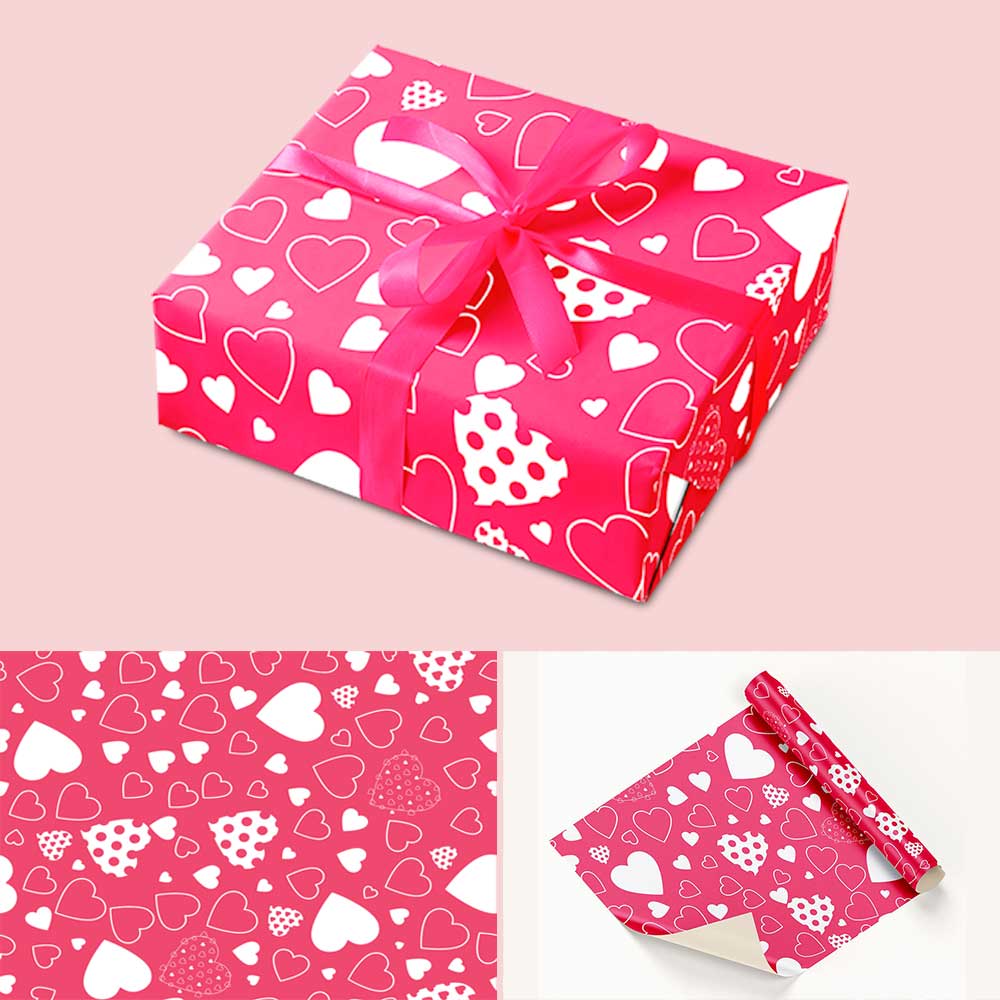 Party Supplies : Wrapping Gift Paper Love Heart Pattern ...