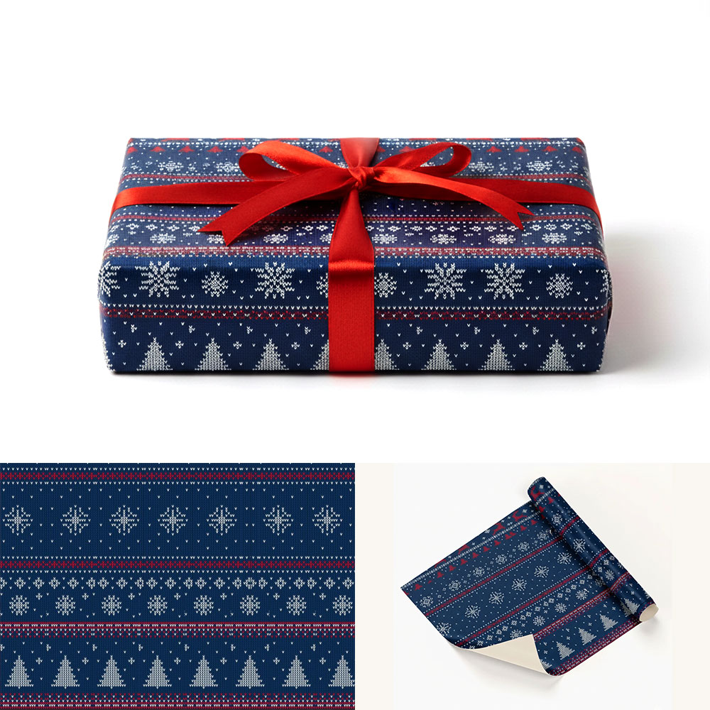 Gift for Him : Wrapping Gift Paper Festive Knitted Pattern ...